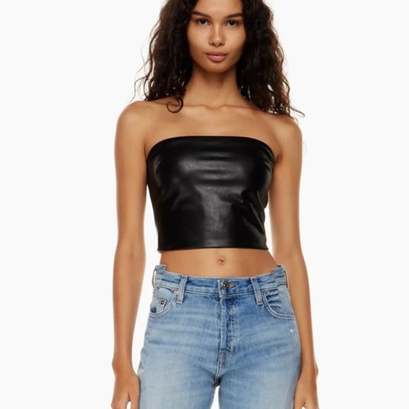 Tops | Nwt Aritzia Cropped Vegan Leather Tube Top | Poshmark
